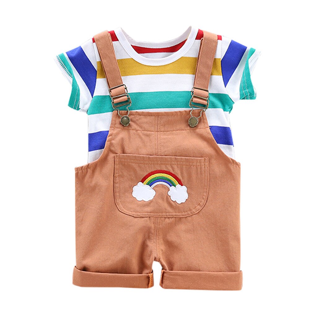 kids clothes girls Rainbow Stripe Tops T-shirt Str... – Grandado