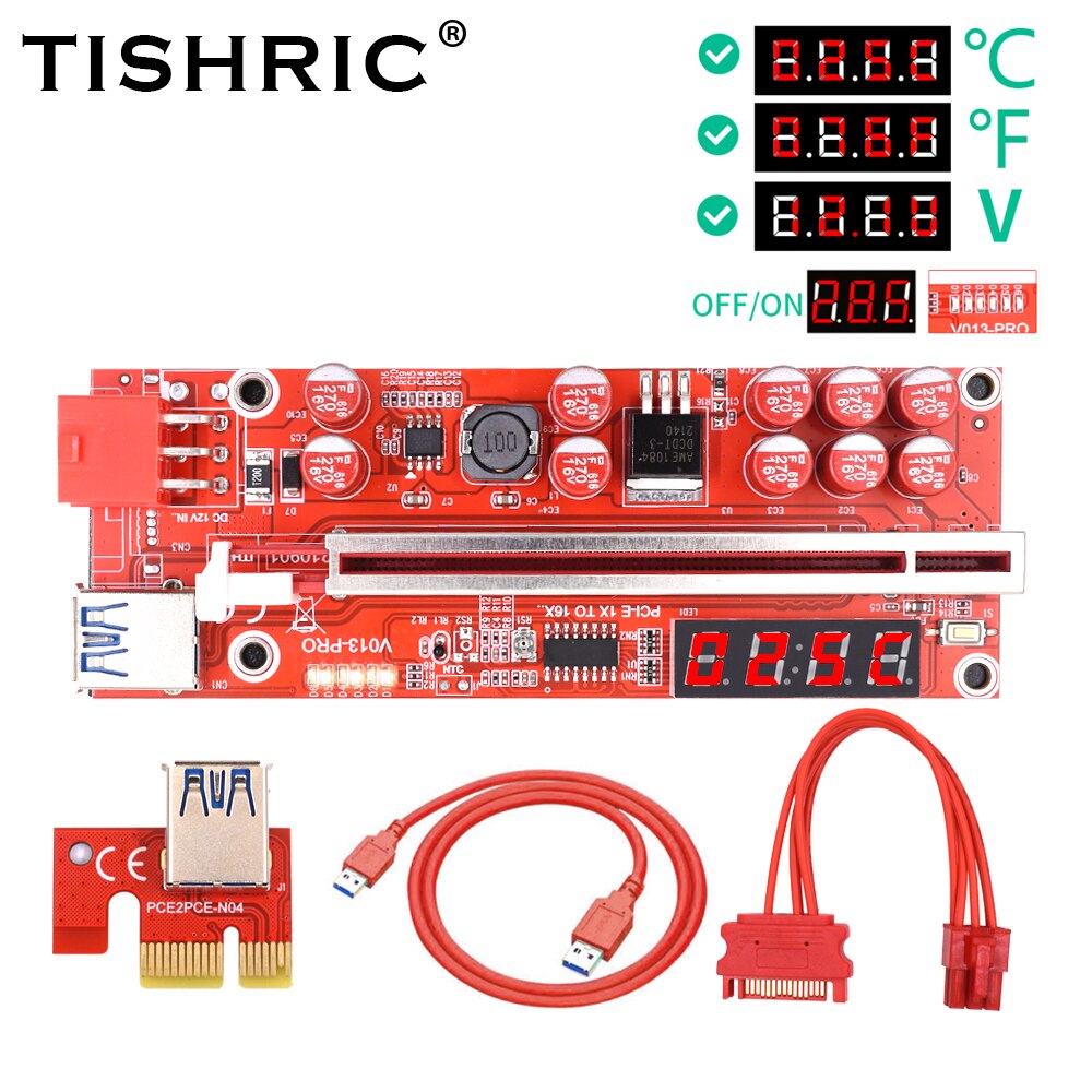 Tishric Pcie Riser 013 V013 Pro Pci-E 16x Riser Gp... – Grandado