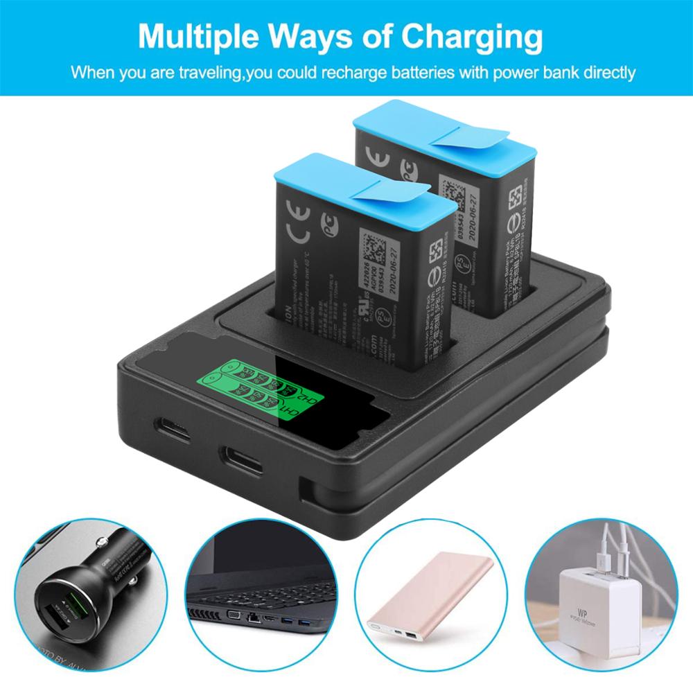 2 Channel Battery Charger for GoPro HERO 9 Black w... – Grandado