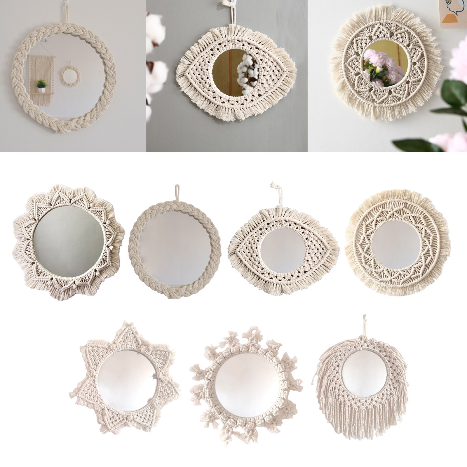 Bohemia Macrame Mirror Handmade Tapestry ing Mirro... – Grandado