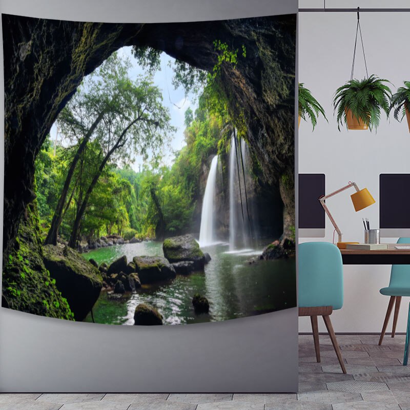 Natural Landscape Wall Hanging Cave and Waterfall ... – Vicedeal