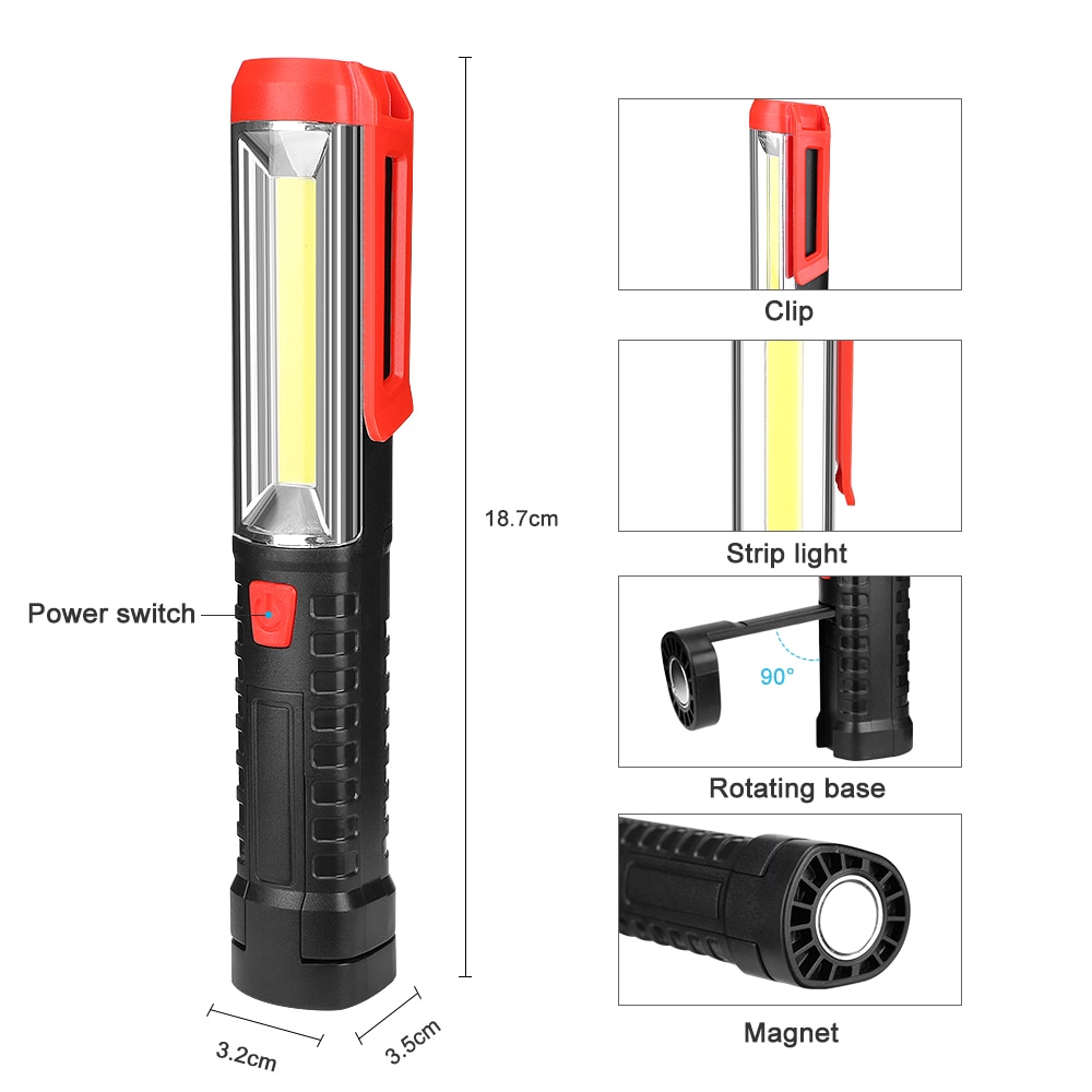 Portable Mini COB LED Pen Light Clip Magnet AA Bat... – Vicedeal