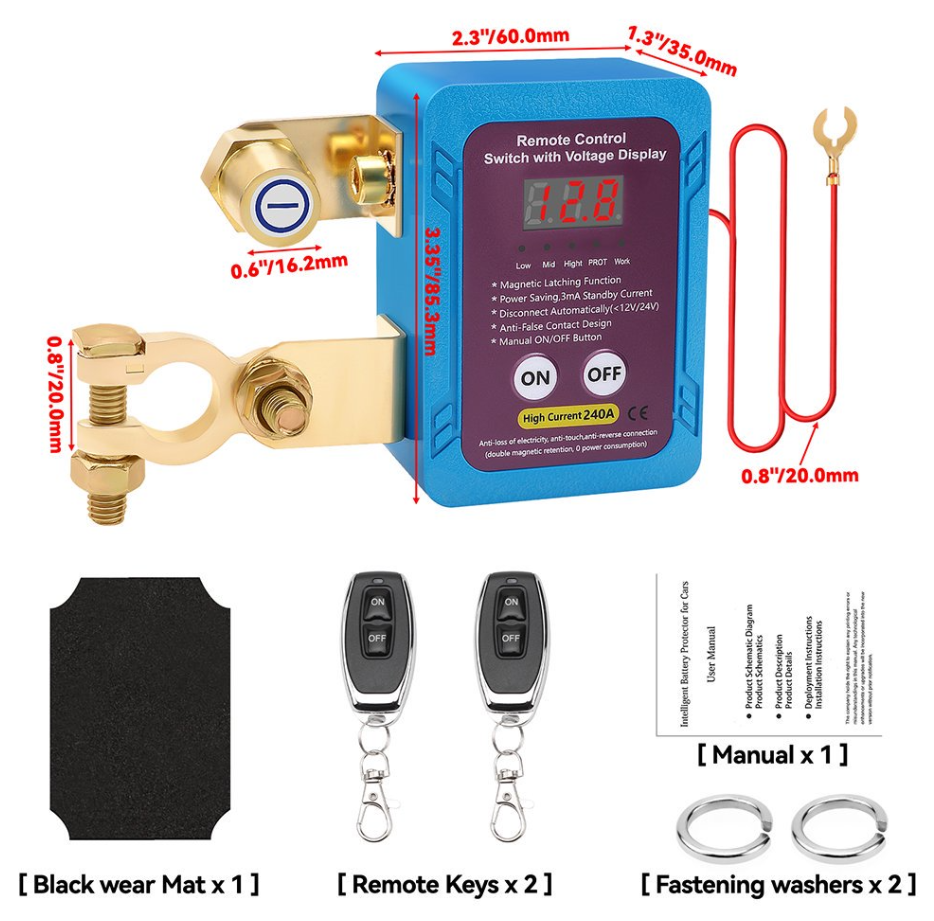 12V 240A Wireless Dual Remote Battery Disconnect R... – Vicedeal