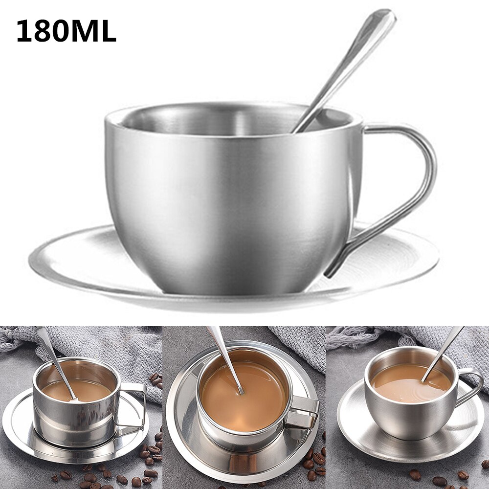 Coffee Tea Cup Stainless Steel Double-layer Insula... – Grandado