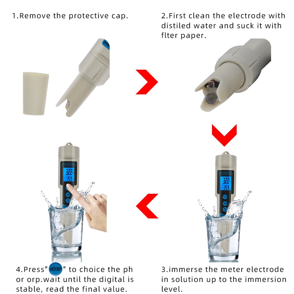 Medidores de pH ORP 3 en 1, medidor de temperatura... – Grandado