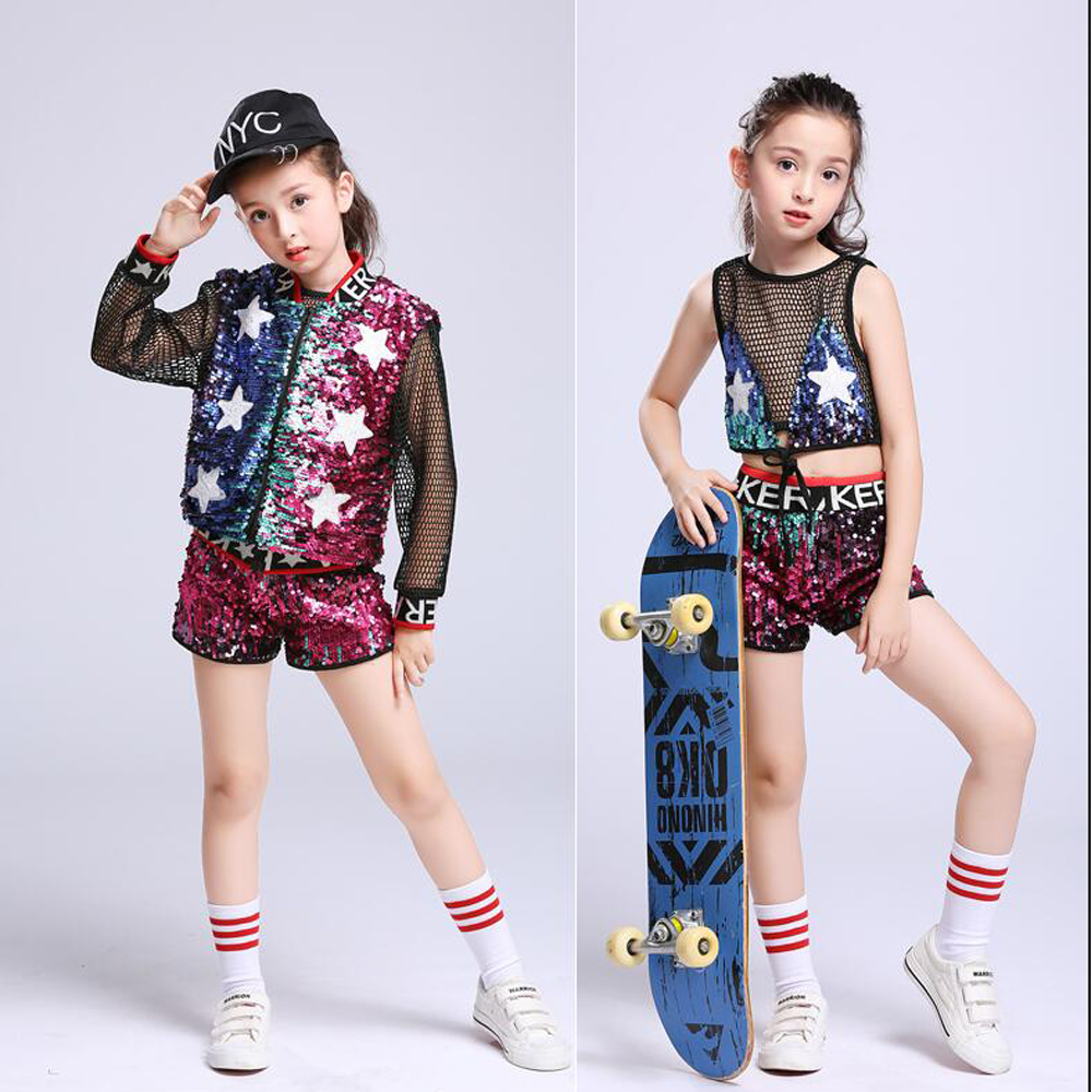 Girls Ballroom Sequined Modern Jazz Hip Hop Dance ... – Grandado