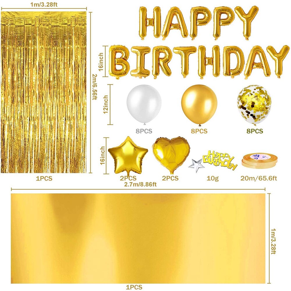 Gold Birthday Party Decoration Happy Birthday Bann... – Grandado