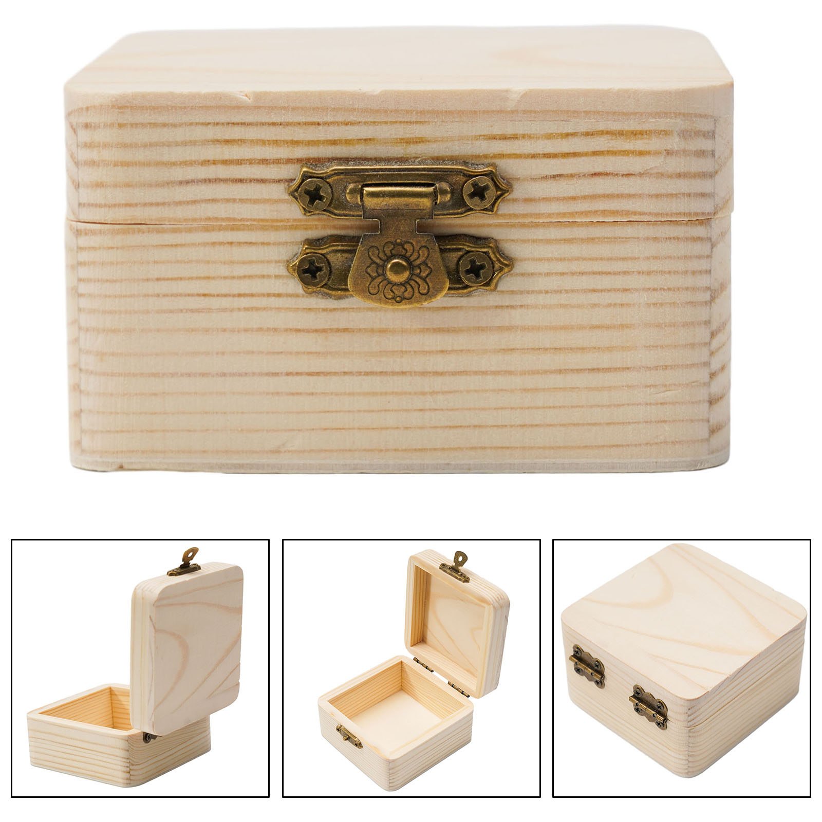 8x8x4.5cm Plain Natural Wooden Packing Box Storage... – Grandado