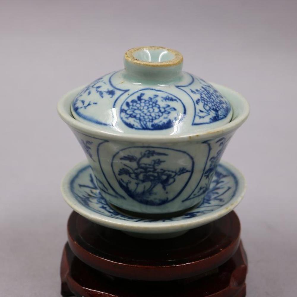 1Stck Jahrgang klein Blau und Weiß Gaiwan Chinesis... – Grandado
