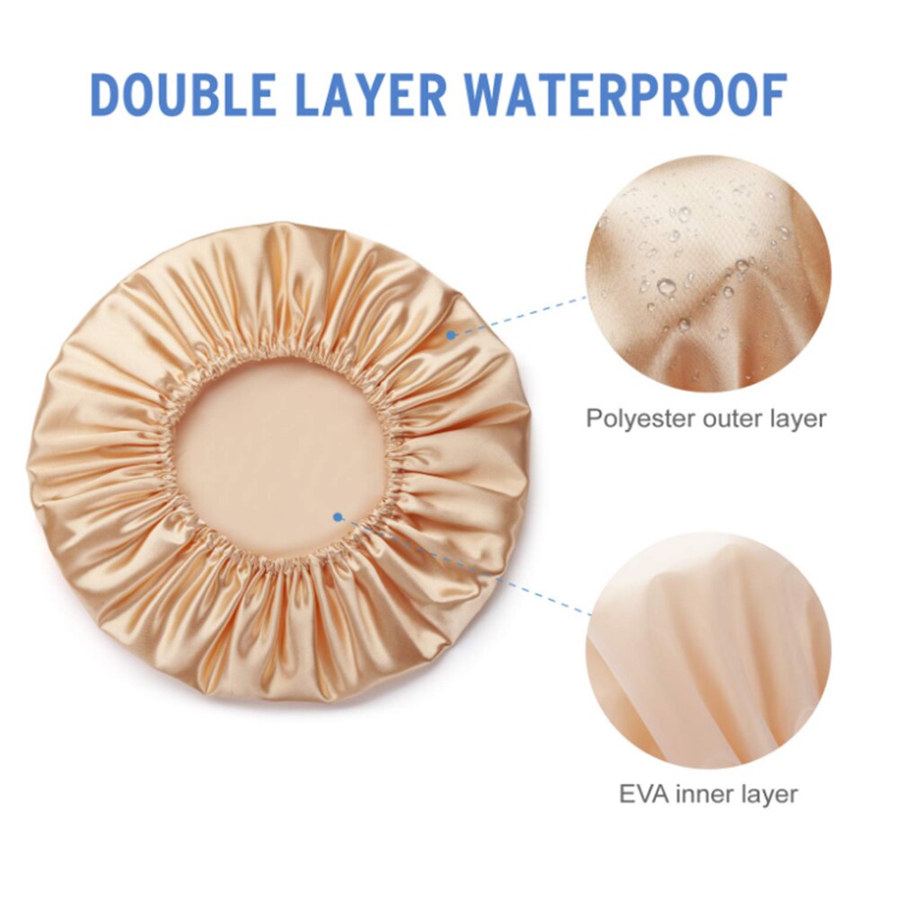 1 Pcs Reusable Shower Cap Double-layer Waterproof ... – Grandado