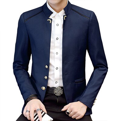 LOVZON Stand Collar Full Sleeve Man Casual Blazer ... – Grandado