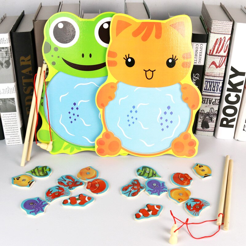 Wooden Magnetic Double Pole Fishing Toy Magnetic C... – Grandado