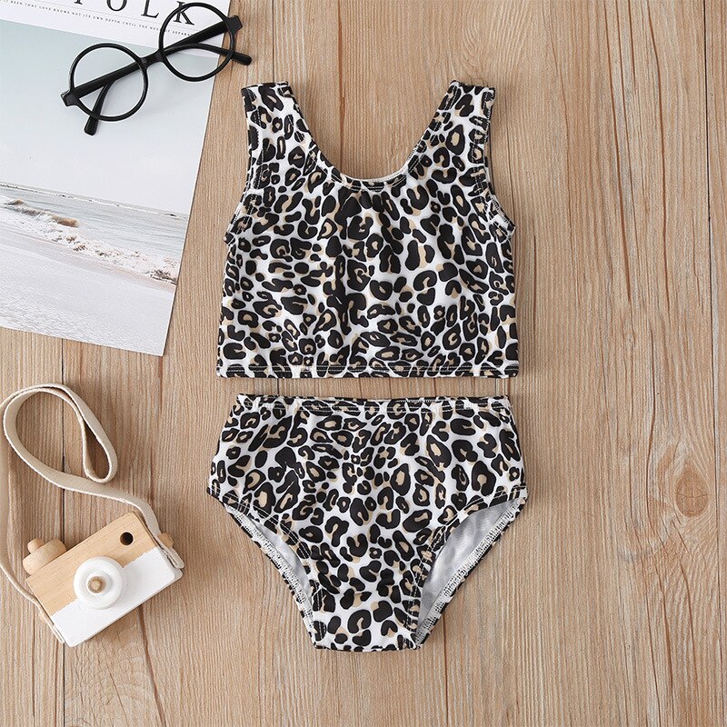 Summer Girls Leopard Print Split Swimsuit Suit Sea... – Grandado
