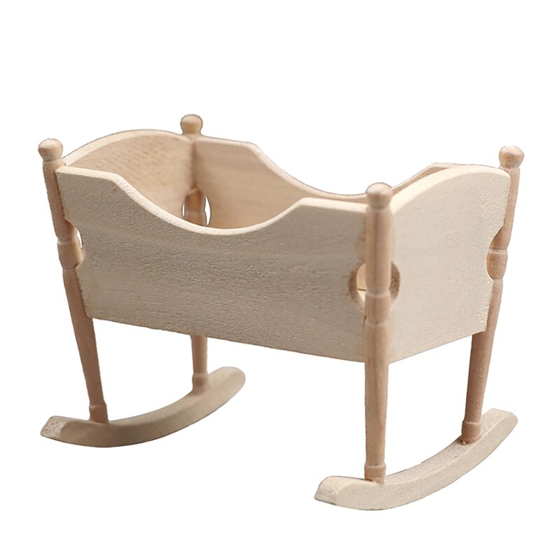 1:12 DollHouse Miniature Wooden Nursery Cradle Bab... – Grandado