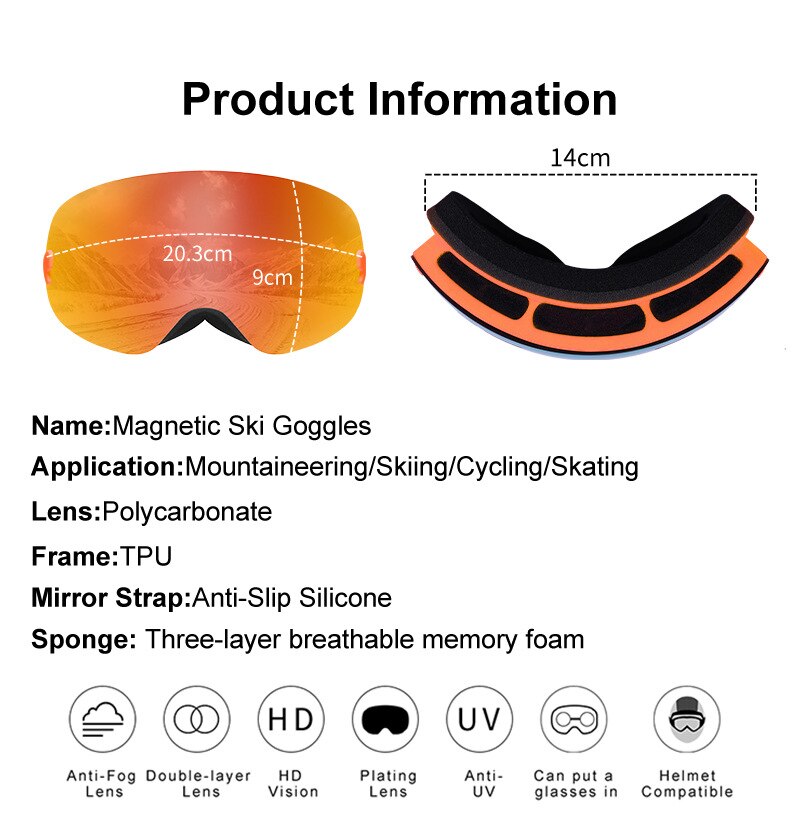 Children's Ski Goggles Men Women Magnetic Winter U... – Vicedeal