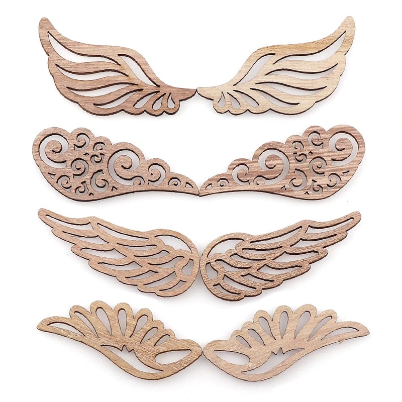 10pcs natural wood chip angel wings handmade diy w... – Vicedeal