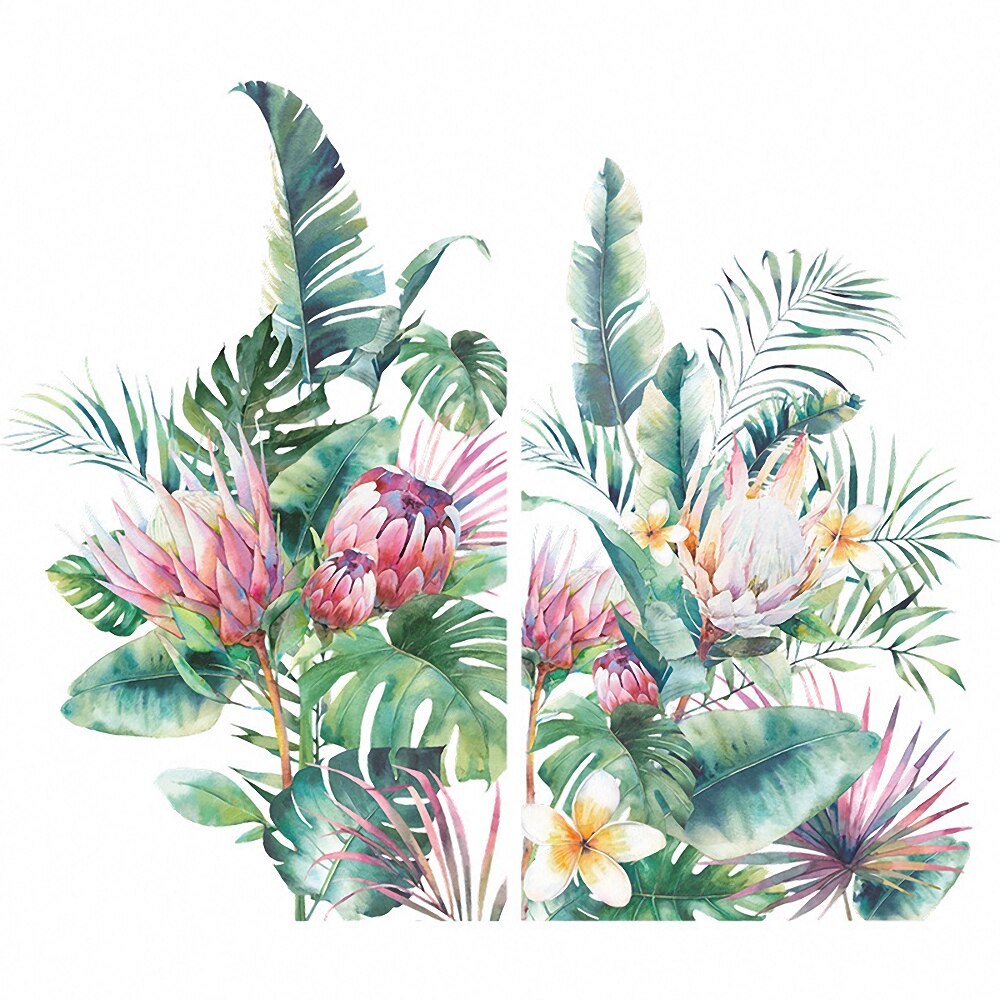 Removable Green Tropical Plant Leaves Stickers Wal... – Grandado