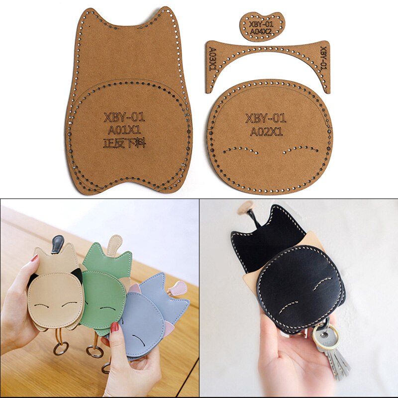 1Set DIY Kraft Paper Template Cartoon Cat Key Case... – Grandado