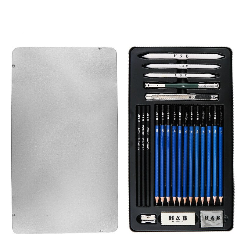 23 pcs/set Sketch Pencil Set with Metal Box HB-SDT... – Vicedeal