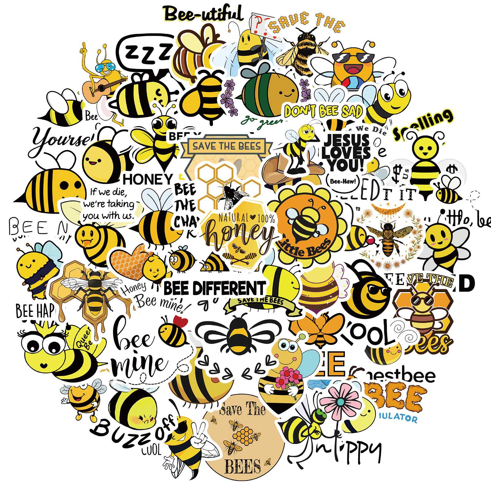 50pcs/set Bee Theme Sticker Waterproof for Car Bum... – Grandado
