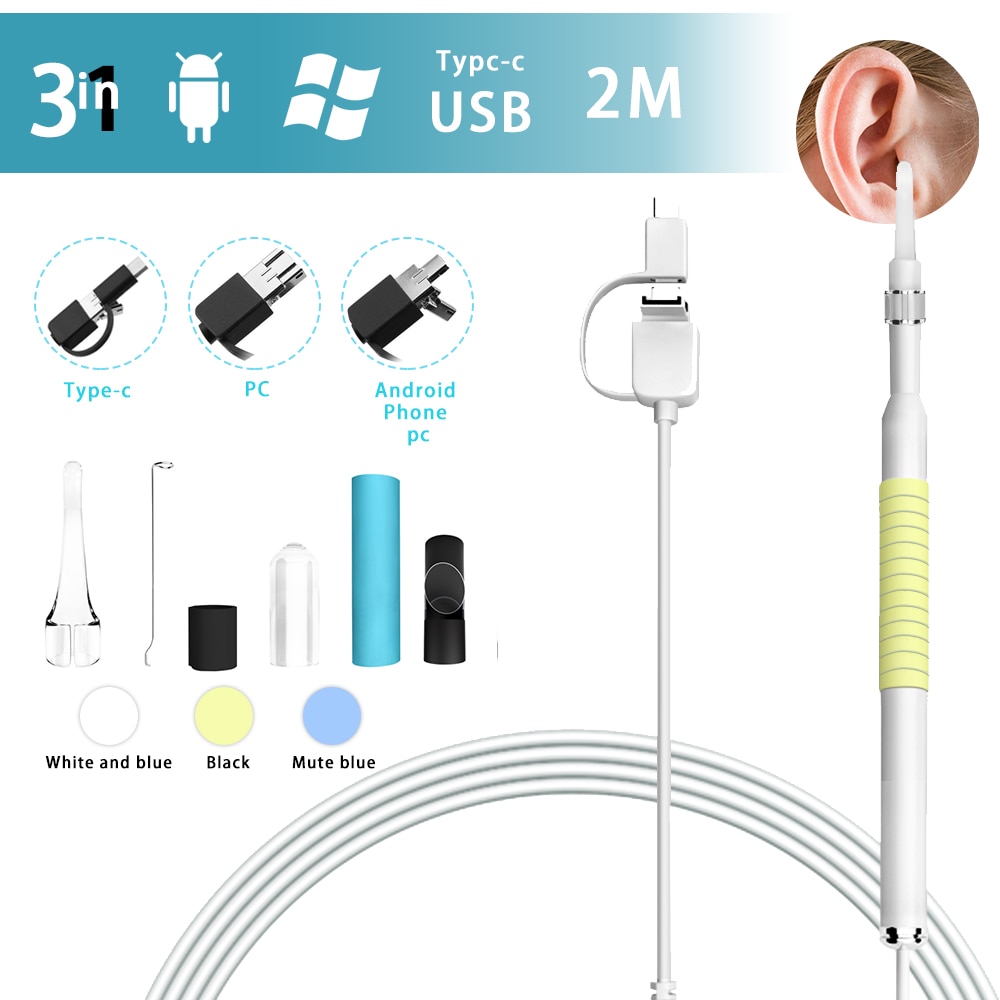 3 in 1 Ear Cleaning Endoscope Camera 2M 5.5mm HD U... – Grandado