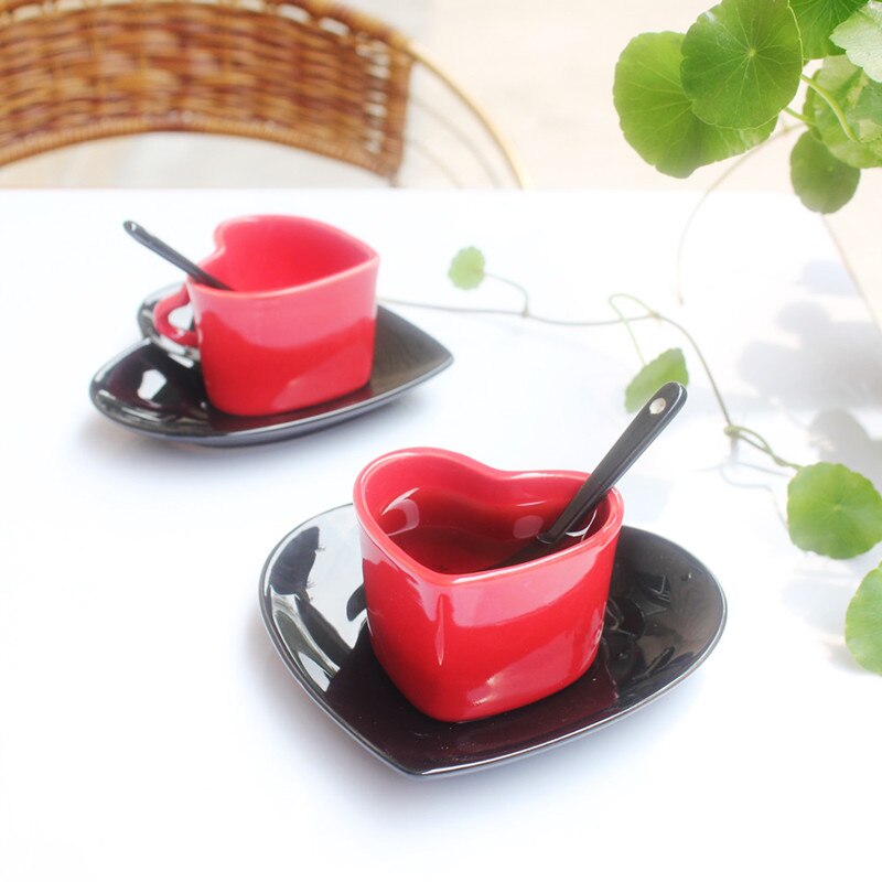 Red Rose Ceramic Couple Cups Espresso Coffee Cup S... – Grandado