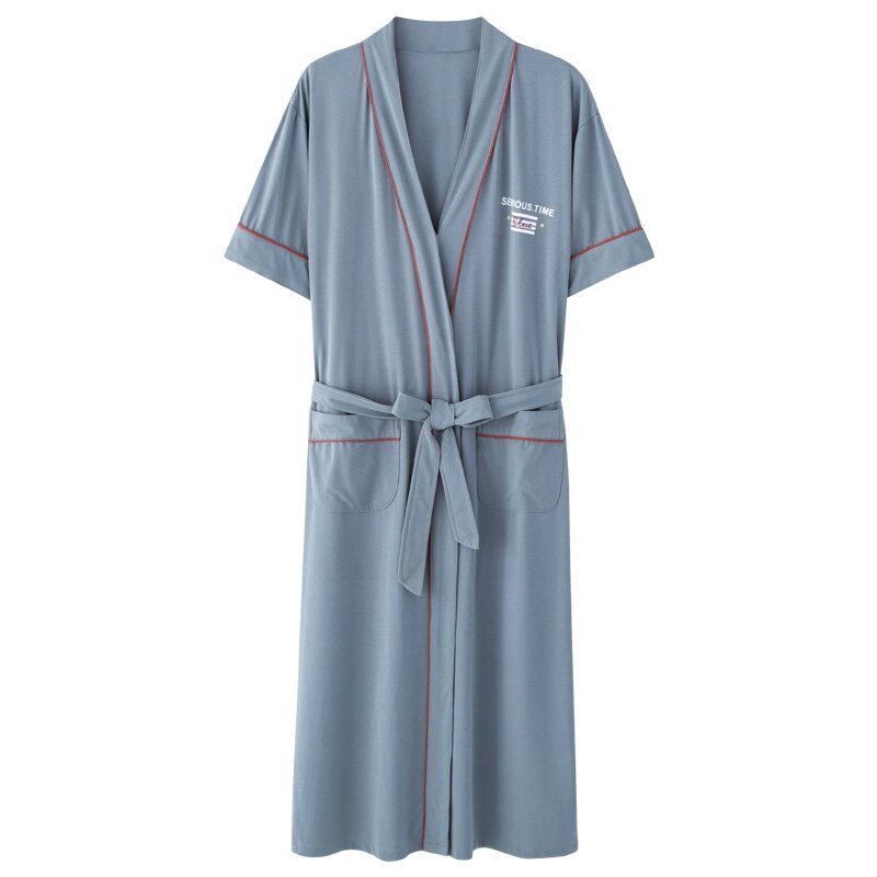 Summer Bathrobe Men 100% Cotton sleep top Kimono R... – Grandado