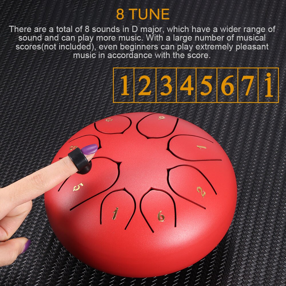 6 Inch Tongue Drum Steel Tongue Drum 8 Tune Hand P... – Grandado