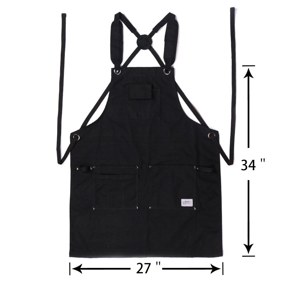 WEEYI Canvas Work Apron With Pockets Black Aprons ... – Vicedeal