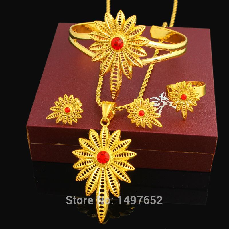 Stone Ethiopian Jewelry Sets 24K Gold Color Women ... – Grandado