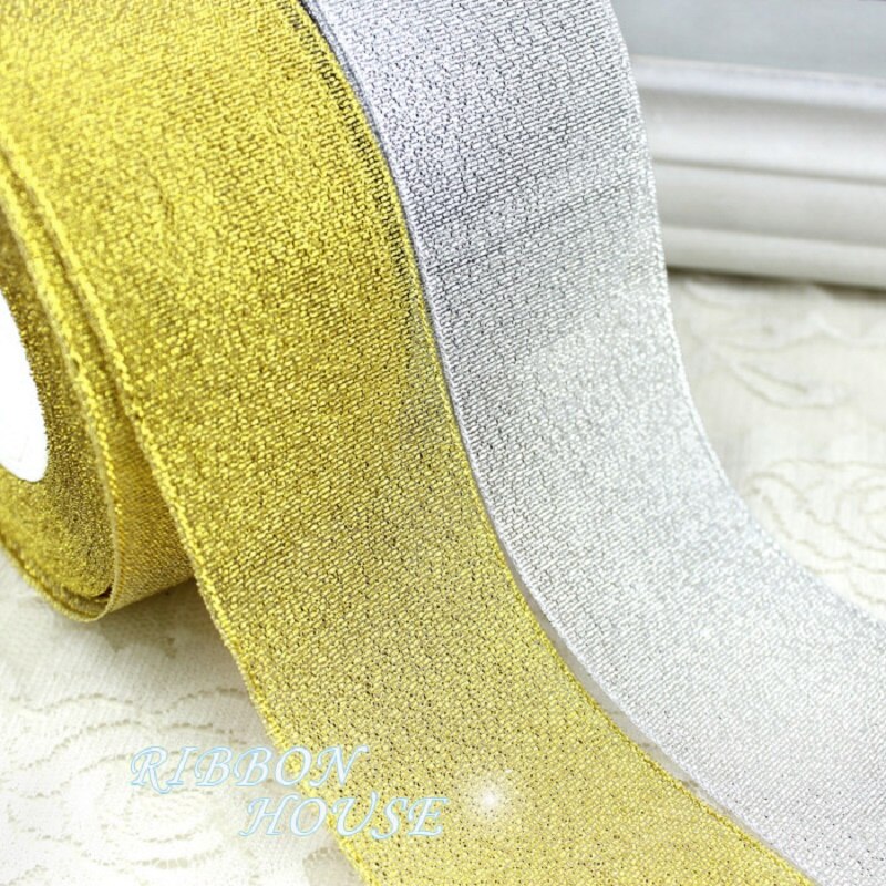 (25 yards/roll)Gold and Silver packaging ribbon we... – Grandado