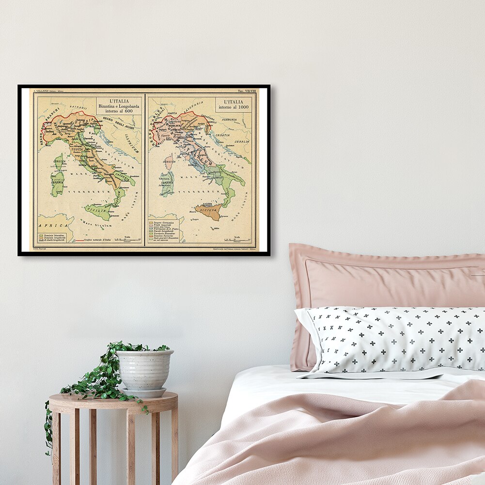 84*59 cm The Vintage Italy Map In Italian Retro Wa... – Vicedeal