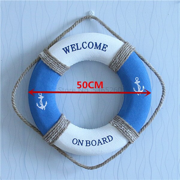 Mediterranean Sea Style Decorate Ocean Life Buoy S... – Grandado