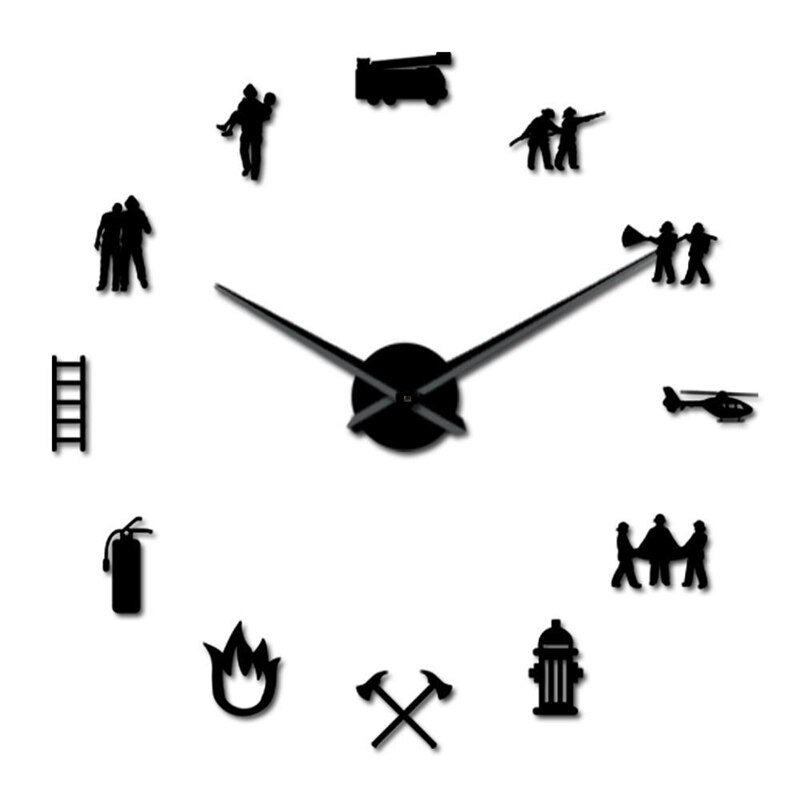 SZS Firefighter Love Diy Giant Wall Clock Fire Dep... – Grandado