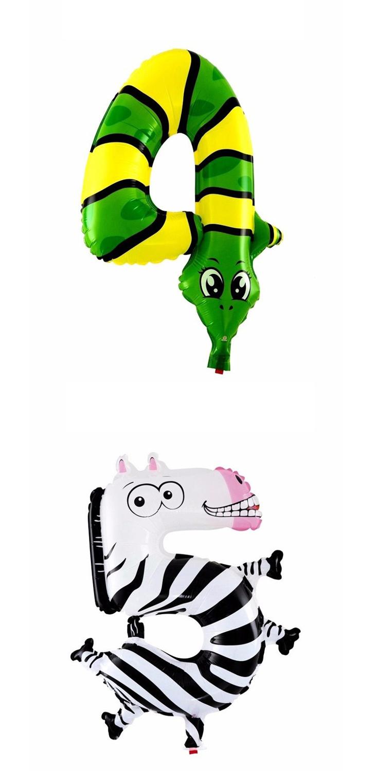 10Pcs/set Animal Number Foil Inflatable Balloons W... – Grandado