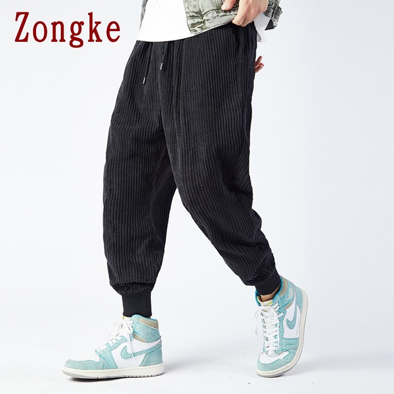 Zongke Corduroy Pants Men Japanese Streetwear Trou... – Grandado