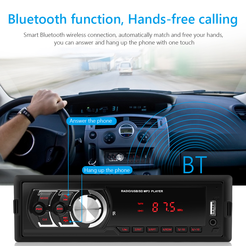 Car Head Unit MP3 Player Display BT AUX USB Single... – Grandado