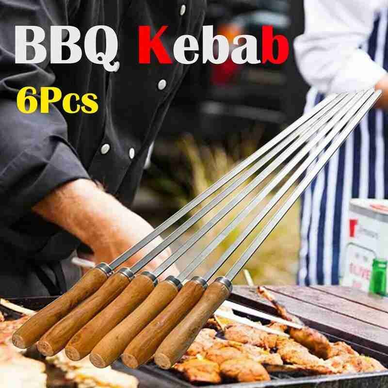 6 Pcs Barbecue Stick BBQ Roasting Needle With Wood... – Grandado