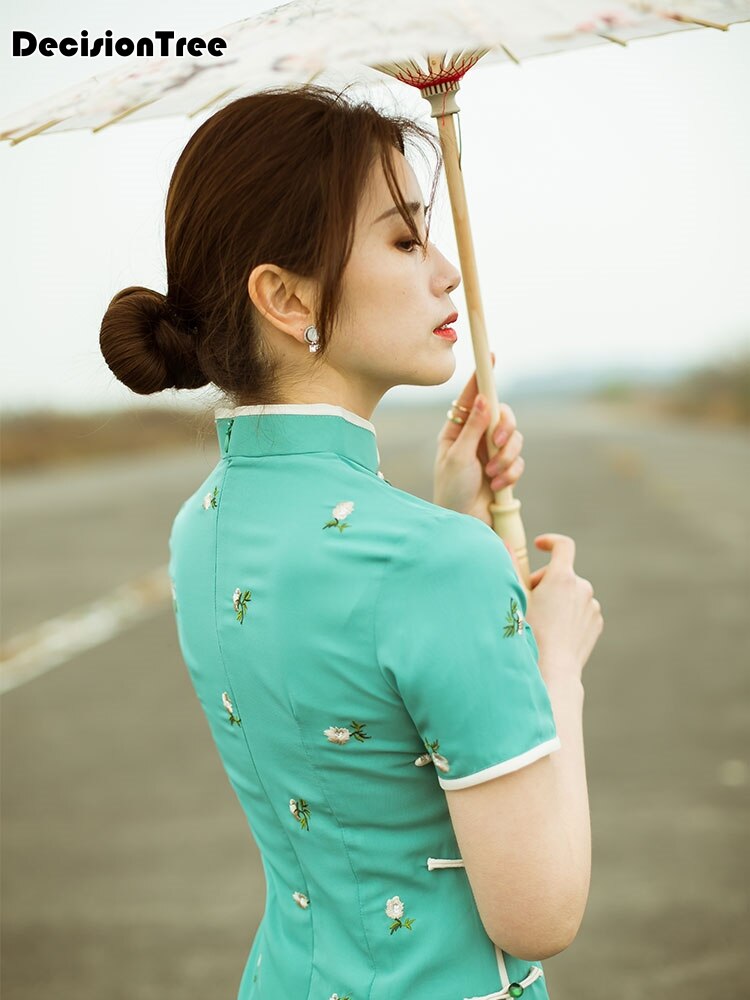 cheongsam ao dai vietnam style lady dress retro ma... – Vicedeal