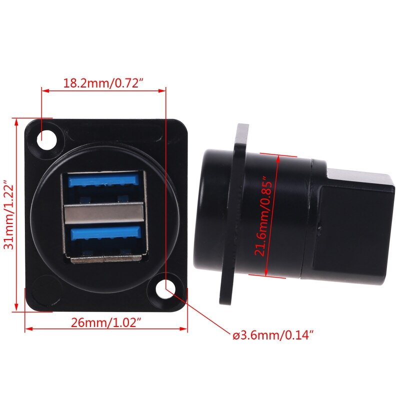 Enchufe USB tipo D de Metal dual, conector USB 3,0... – Grandado