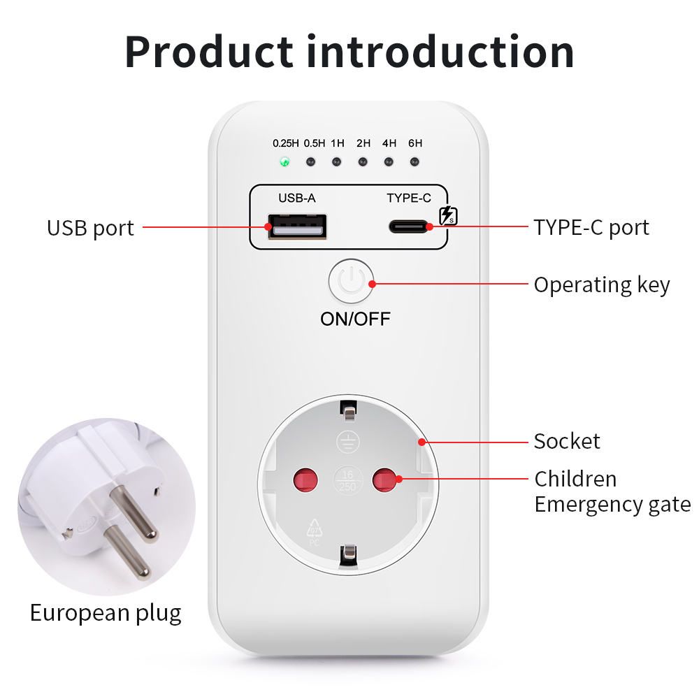 Elektronisk timerkontakt eu-stik intelligent progr... – Grandado