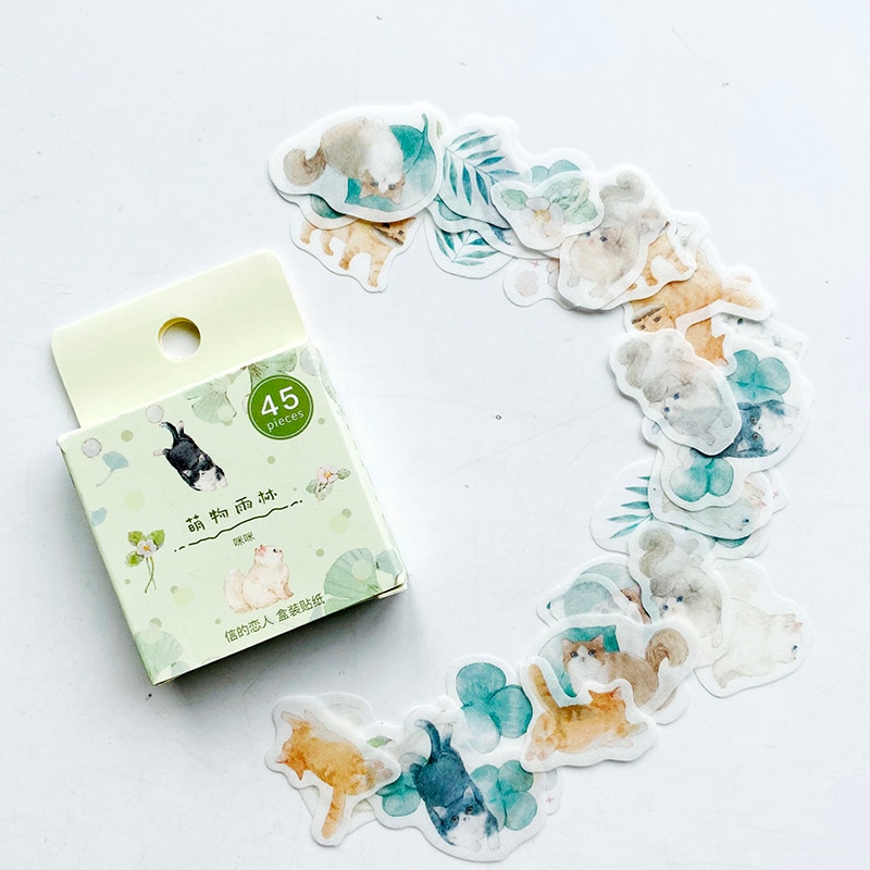 45PCS/Pack Cute Cat Paper Sticker Washi Sticker Ad... – Grandado