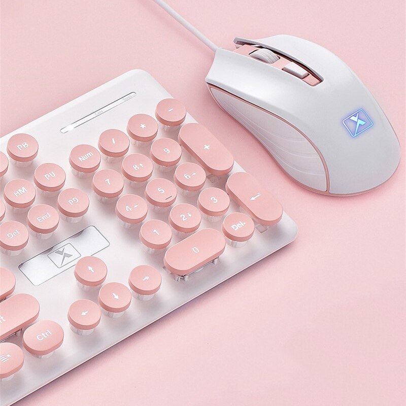 Vintage Round Cap Keyboards with Mouse 2400dpi Gam... – Grandado