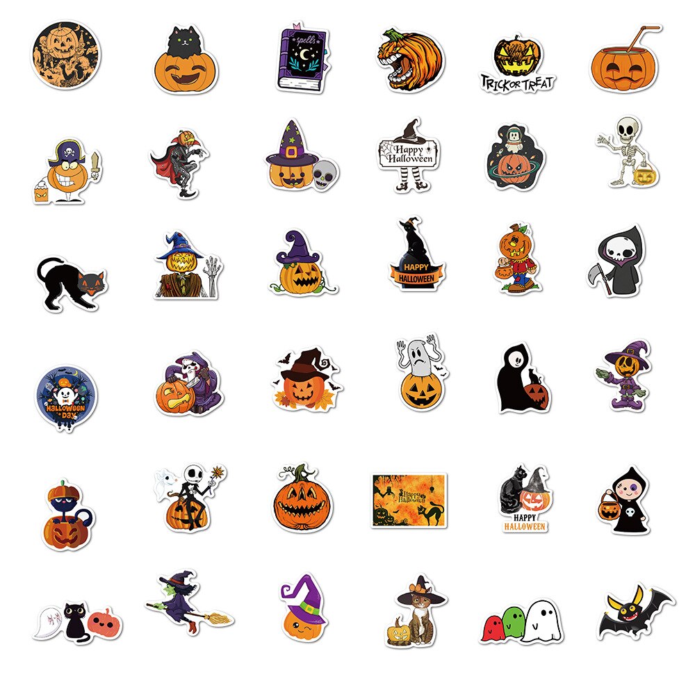 100Pcs Halloween Sticker Horror Grappige Pompoen L... – Grandado