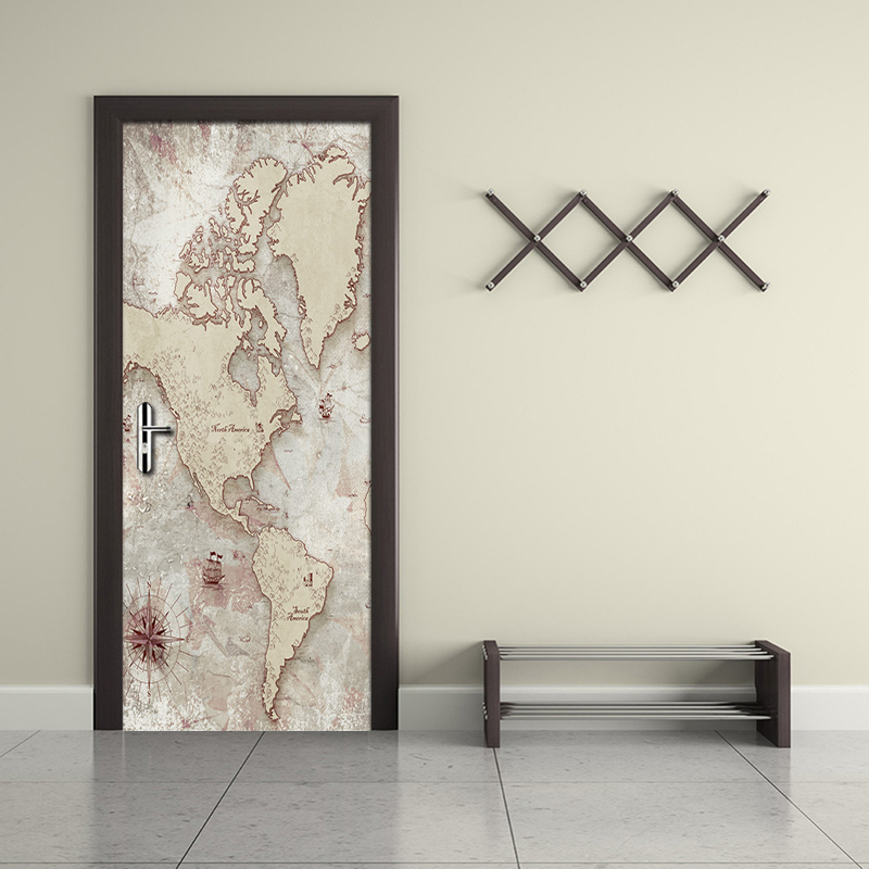 World Map 3D PVC Mural Door Sticker Waterproof Pos... – Grandado