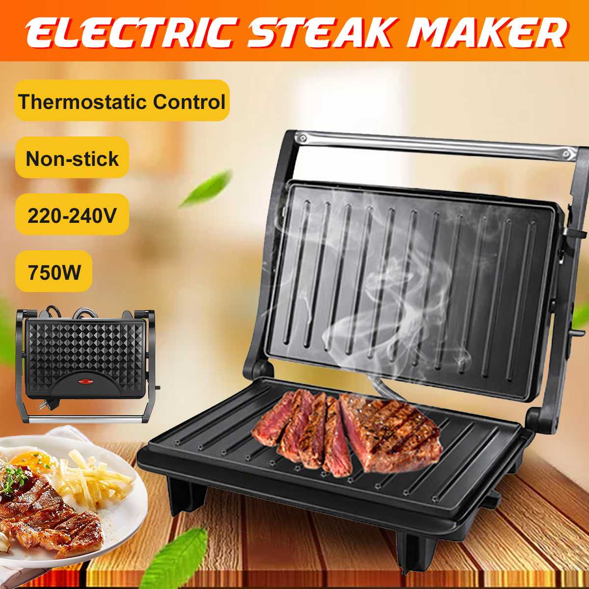 750W Steak Barbecue Machine BBQ Griddle Electric H... – Grandado
