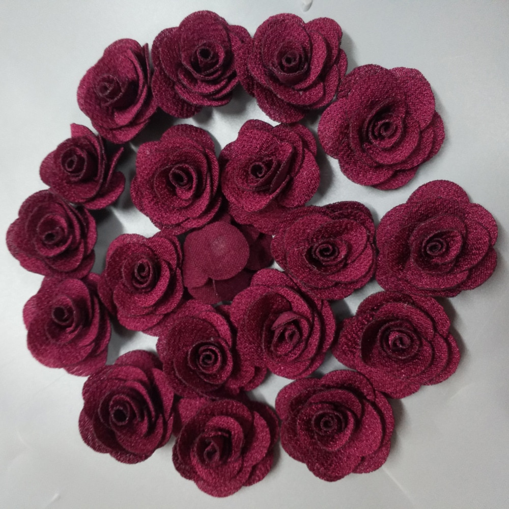 20Pieces/Bag Wine Red Rose Handmade 3.5CM Fabric R... – Grandado