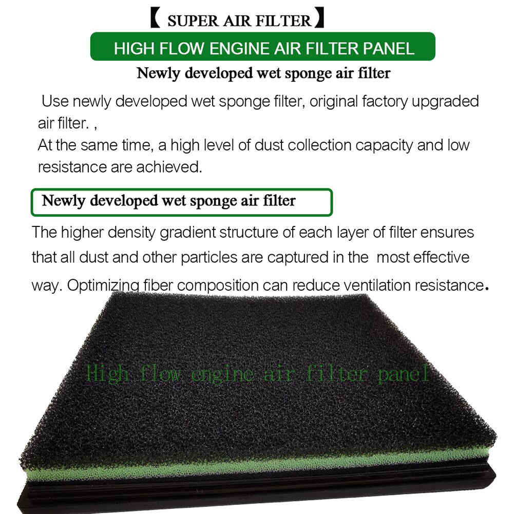 Wasbare High Flow 3 Layer Spons Motor Luchtfilter Grandado