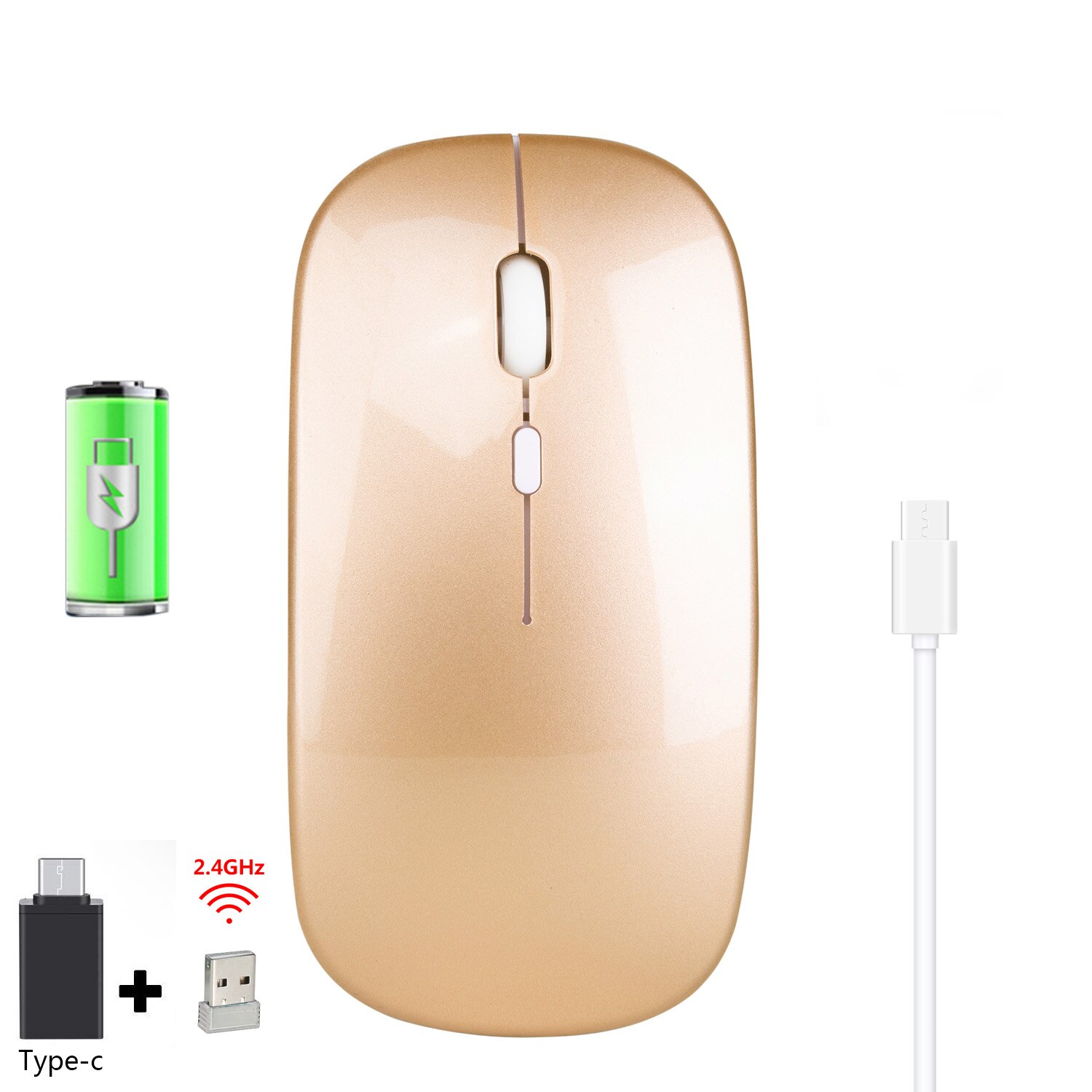 Wireless Mouse Rechargeable 4D 1600dpi Adjustable ... – Grandado