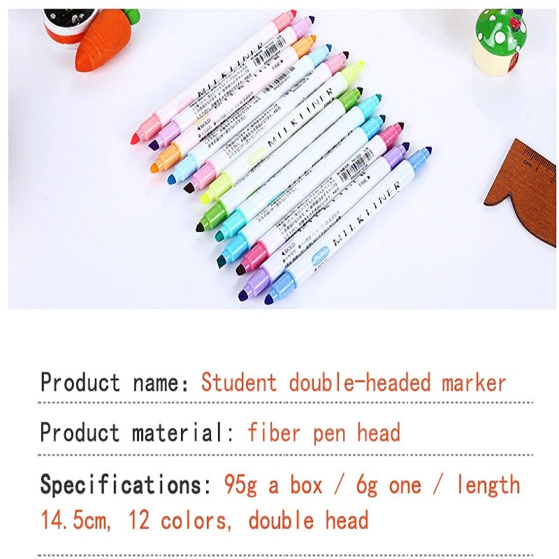 dual tip highlighter candy color 12 colors handlet... – Grandado
